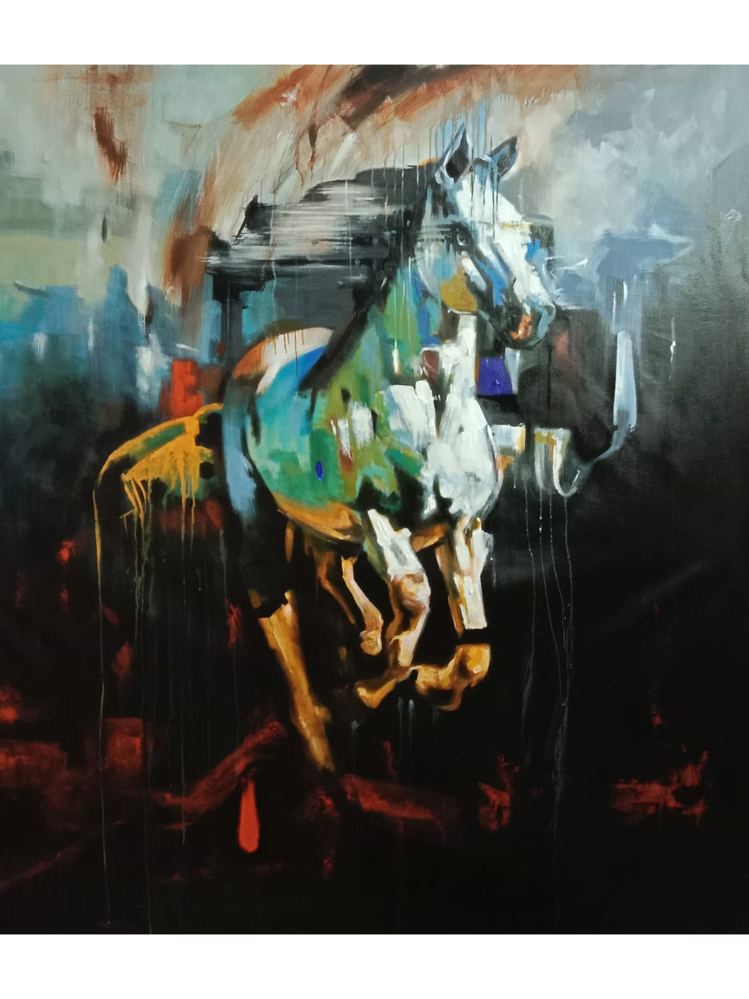 Exotic India Abstract Of Colorful Horse | Acrylic On Canvas | By Anant Roop Art Studio | Wayfair